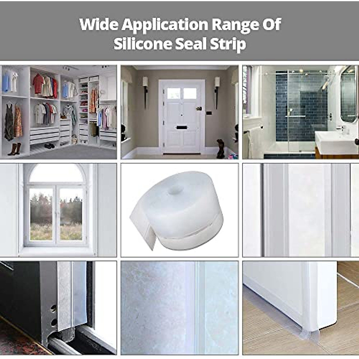 Silicone Seal Strip, Horuhue 16.4FT Transparent Door Strip Bottom Weather Stripping for Doors Silicone Sealing Sticker Adhesive for 0-30MM Doors and Windows Gaps(Width 45mm)