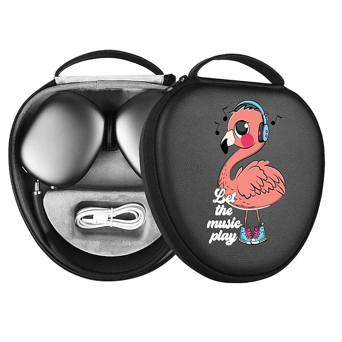 Hard Case for New AirPods Max, Travel Carrying Headphone Case with Flamingo Funny Print Music Earpad Cover Protective Portable Storage Bag Gift APM3