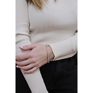 Devin Rose 3MM Cubic Zirconia Tennis Bracelet for Women 14K Rose Gold Plated Brass CZ Bracelets Sizes 6.5 Inches