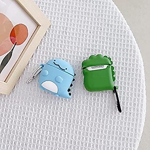 【2 Pack】 Lubiogio 3D Cute Crocodile+Dinosaur Case for Airpod 2/Airpod,3D Cartoon Kawaii Animal Airpod 2 Design Kids Teens Girls Women Soft Case for Airpod 2nd/Airpod 1st Case(Crocodile+Dinosaur)