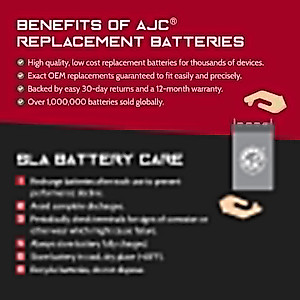 AJC Battery Compatible with Werker WKA12-8F 12V 8Ah Sealed Lead Acid Battery