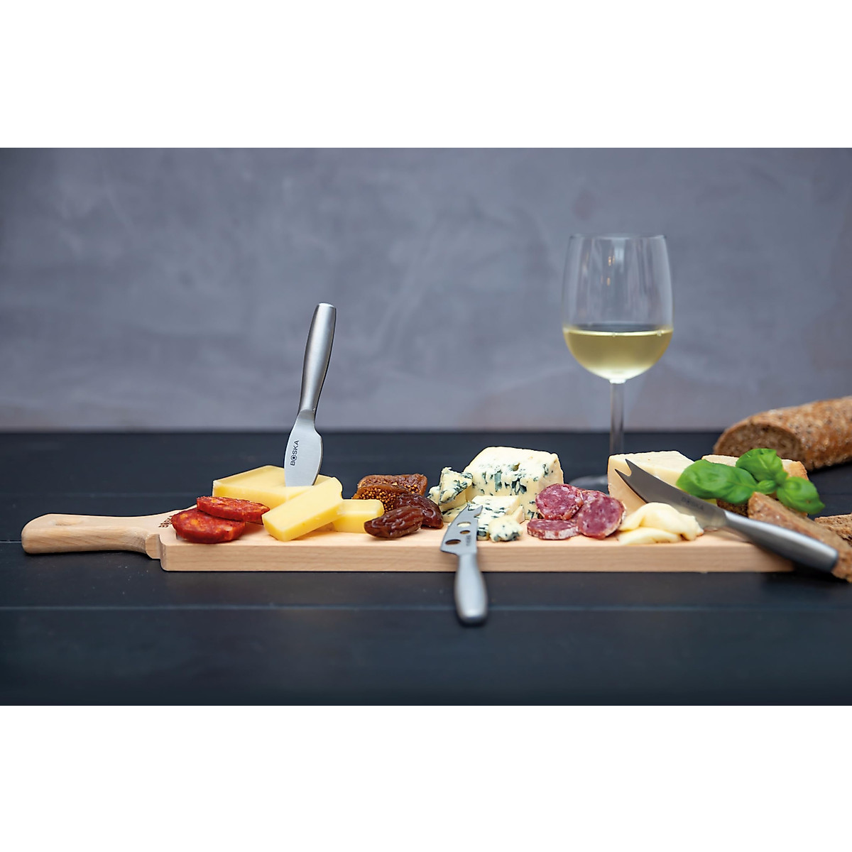 Boska Stainless Steel Cheeseboard Knife Set Amigo - For All Types of Cheese - Multi-Functional Cheese Slicer - Handheld Slicer - Silver Non-Stick - Dishwasher Safe - For Kitchen Cooking