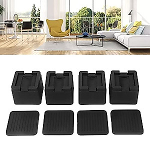 Wnvivi 4 Sets Furniture Risers, Sofa Risers Square Rubber Anti Skid Bed Raisers Blocks Bed Frame Risers Supports forTable Sofa Couch Desk