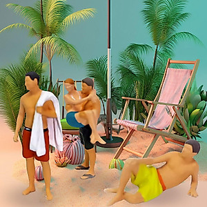 Menolana 3X 1/64 Pool Figures Model Set Hand Painted Figurines Layout Decoration Collections DIY Projects Desktop Ornament S Gauge Miniature Dioramas, Style B