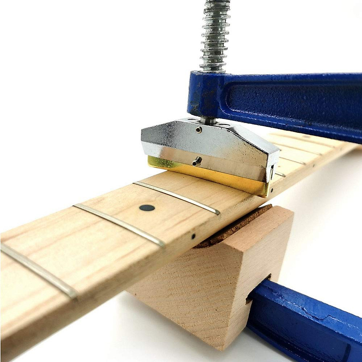 Jiayouy Guitar Bass Fingerboard Fret Press Insert Tool + 9Pcs Radian Fret Press Caul Inserts with 2pcs Wooden Soundhole Cauls, Hex Wrench