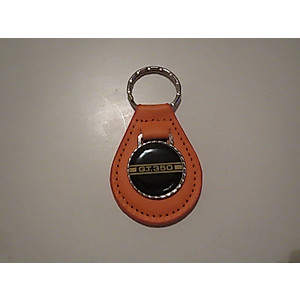1965 - 1970 SHELBY GT-350 GT350 GOLD SIDE STRIPE LOGO LEATHER KEYCHAIN - PUMPKIN
