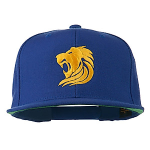 Gold Lion Embroidered Wool Snapback Cap - Royal OSFM