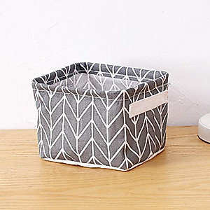 Kamuavni Small Storage Basket Home Decor Cotton And Linen Organizers Bag for Makeup, Book, Baby Toys,Stationery,Baby Nursery Basket With Handles 7.9"*6.3"*5.5" - 4 pack