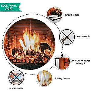 Allenjoy 5x3ft Burning Firewoods Photography Backdrop Winter Christmas Fireplace Flaming Woods Background for Kids Children Family Camping Barbeques Party Decor Banner Portrait Photo Booth Props
