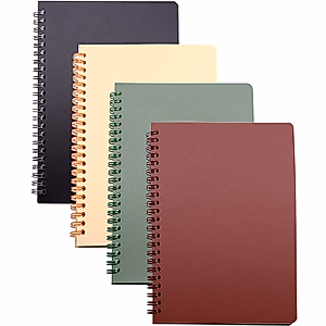 Yansanido Spiral Notebook, 4 Pcs B5 9.8 x 6.9 inch Thick Plastic Hardcover 8mm Ruled 4 Color 80 Sheets -160 Pages Journals for Study and Notes