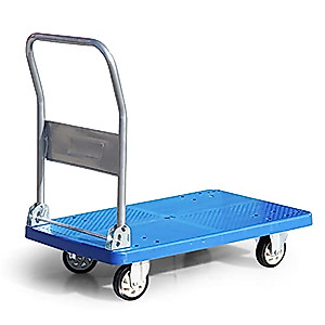 Generic Platform Hand Truck Platform Truck Foldable Push Cart Thickened Plastic Deck Metal Handle and Silent Wheels 360 Degree Moving for Indoor Outdoor Foldable