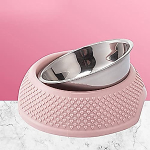 FUUIE Bowls for Food and Water Household Stainless Steel Pet Bowl, Suitable for Dogs and Cats, Bite Resistant, Non-Slip, More Durable (Color : Blue)