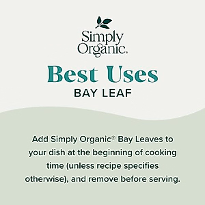 Simply Organic Bay Leaf, Certified Organic | 0.14 oz | Laurus nobilis