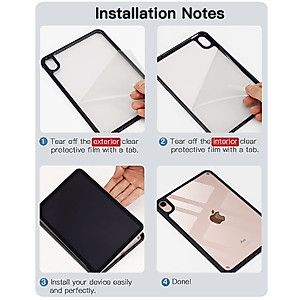 TiMOVO Case for iPad Mini 7 2024 (A17 Pro) / iPad Mini 6 2021, iPad Mini 7th/6th Generation Case 8.3 inch, Ultra Slim Clear Shock Absorbant Flexible TPU Edge Case, Support Apple Pencil Pro - Black