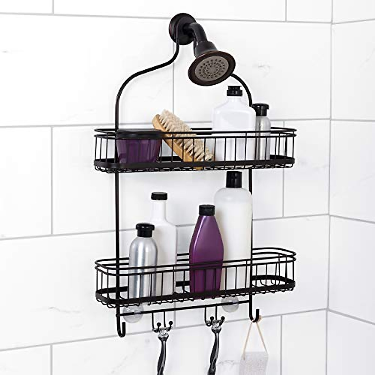 Zenna Home Extra Wide Hanging Over-the-Shower Caddy, Bronze