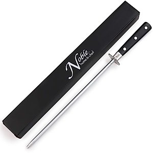 Professional Honing Steel 12”, Magnetized for Safety, No Rust, No Cheap Plastic! Noble’s Knife Sharpener Has an Oval Handle for a Firm Grip and is Built For Daily Use, Perfect for Chefs!