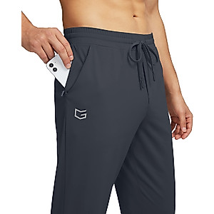 G Gradual Mens Sweatpants Zipper Pockets Tapered Track Athletic Pants for Running, Exercise, Workout (Dark Grey, Medium)