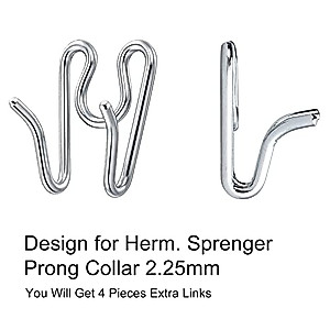 JIPIMON Dog Collar Extra Links Designed for Herm. Sprenger Collar (4 Pack) Steel Chrome Plated No Pull Dog Training Collar Links (2.25mm, Silver)