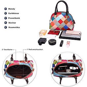 Eysee Tote handbag women Genuine Leather large capacity Multicolor for work, daily life and shopping (Multicolor 9)