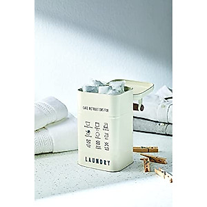 Generic BHG Farmhouse Style Decor Laundry Detergent Holder Canister Bin, Powder Pods Detergent Laundry Metal Tin Holder Dispenser, Storage Container Metal Laundry Powder Holder, Small 40 pods