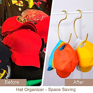 DeTii 2pcs Premium Cap-Rack, Hat-Hangers-for-Closet-Space-Saving, Sturdy-Cap-Organizer, Space Aluminium Simplistic-Hat-Organizer-Holder, Large-Capacity-20-Hats-Storage-Hat-Rack (L)