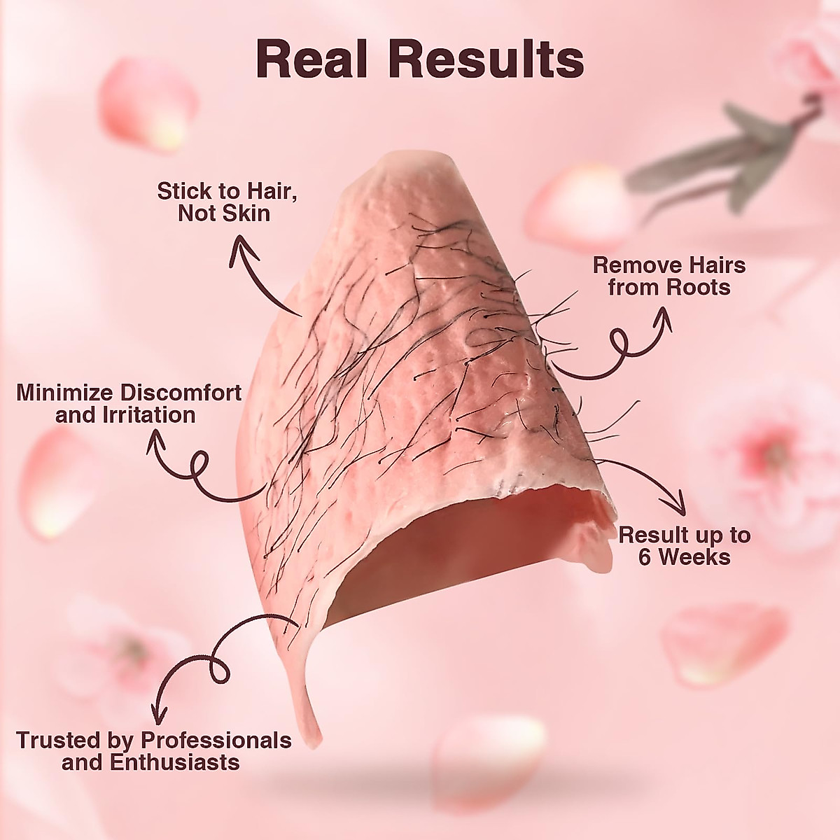 Yovanpur Hard Wax for Hair Removal, Rose Pink Wax Beads for Sensitive Skin and Brazilian Waxing, 10.5 Ounce/bag with 10pcs Wax Sticks