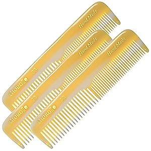 Giorgio G33 Double Tooth Small Hair Pocket Comb, Fine/Wide Tooth Comb For Hair, Beard and Mustache, Coarse/Fine Hair Styling Grooming Comb for Men, Women and Kids. Saw Cut Handmade and Polished