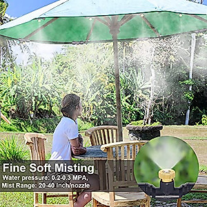 Misters for Outside Patio, 65.6FT Misting System, Patio Misters for Cooling, Outdoor Misters for Patio Greenhouse Pool Trampoline Umbrella