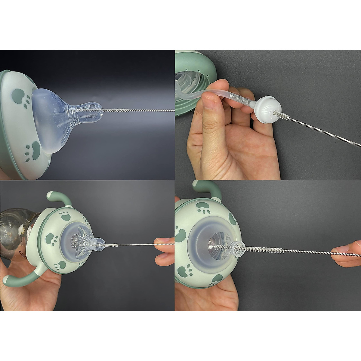 KINGSEM 12 PCS Straw Cleaner Brush kit with 2mm-25mm /6.5-10 INCH for Tube and Pipe.Tumbler, Sippy Cup, Bottle with Straw,Hummingbird feeders and Drinking Straw, Brushes for Cleaning Tanks