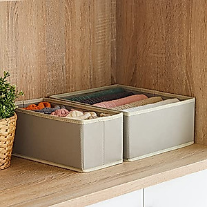 Stero 6 Pack Drawer Organizers for Clothing, Dresser Drawer Organizer Clothes, Fabric Foldable Closet Organizers and Storage Basket Bins for Clothes, Underwear, Bras, Socks (Light Grey)