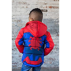 Marvel Avengers Spider-Man Little Boys Winter Coat Puffer Jacket Spider-Man, Red, 6