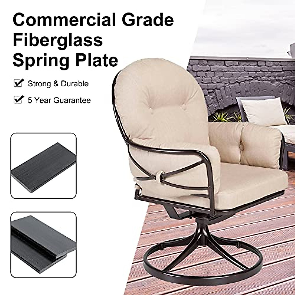 LukLoy Swivel Rocker Patio Chair Spring Plate Replacement Parts 2.5" X 5" Universal Fiberglass Patio Chairs Swivel Rocking Chair Parts - 2 Pack