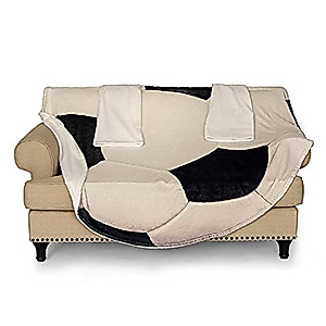 Soccer Ball Wearable Sleeved Round Arm Blanket 68" Diameter, Snuggle Up with Warm & Cozy Microfiber Flannel Novelty Robe Blanket, Indoor & Outdoor Use