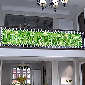 Probsin Happy St. Patrick's Day Banner Double Printed Large St Patricks Day Decorations Shamrock Clover Sign Irish Party Hanging Supplies Decor Lucky Holiday with Brass Grommets for Home,Outdoor,Indoor,Yard,Garden
