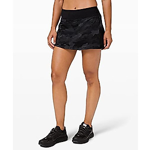 Lululemon Athletica Pace Rival MR Skirt (Heritage 365 Camo Deep Coal Multi/Black, Size 14)
