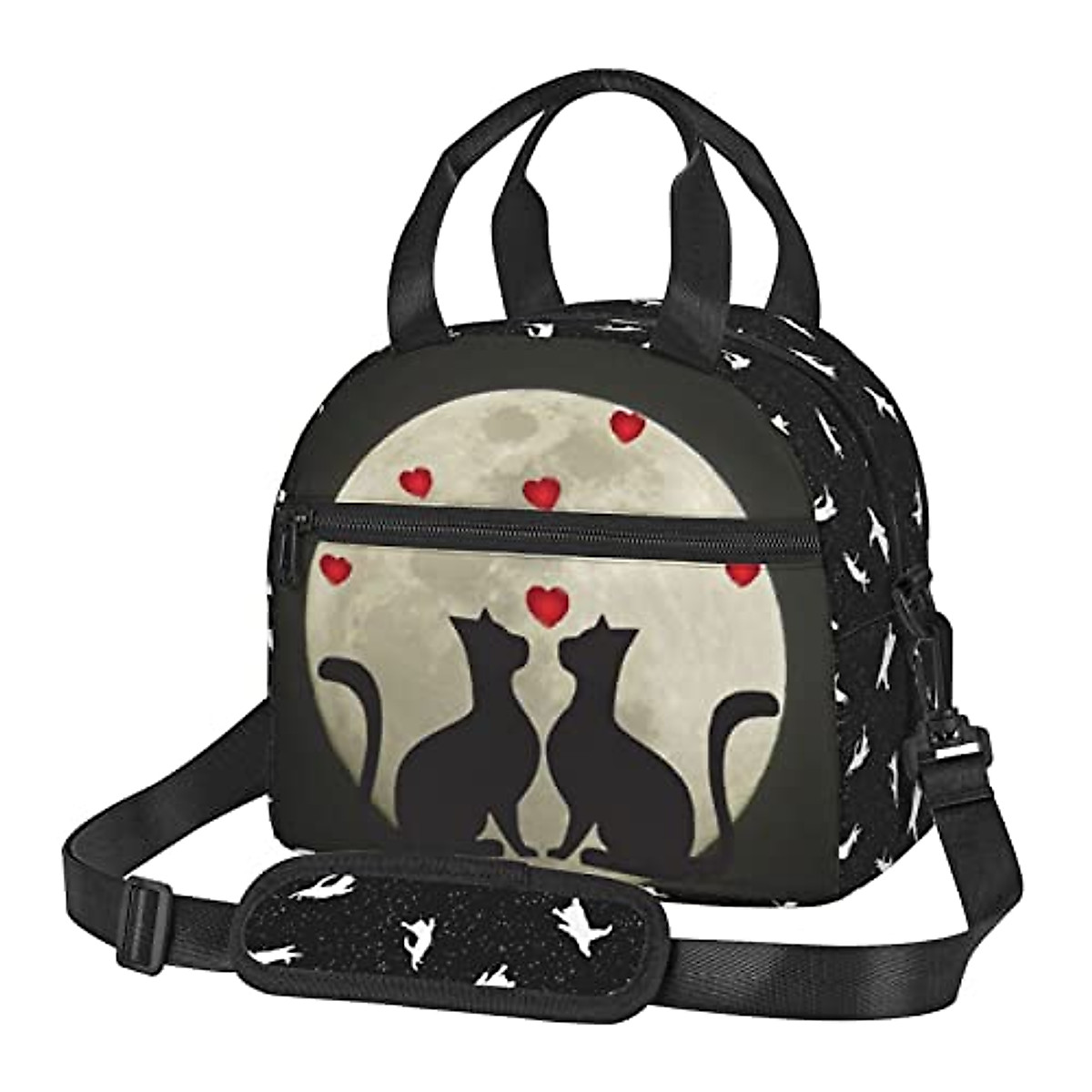 Cute Cats Lunch Bag Reusable Insulated Lunch Tote Bag Lunchbox Container With Adjustable Shoulder Strap For Office Work School Picnic Travel