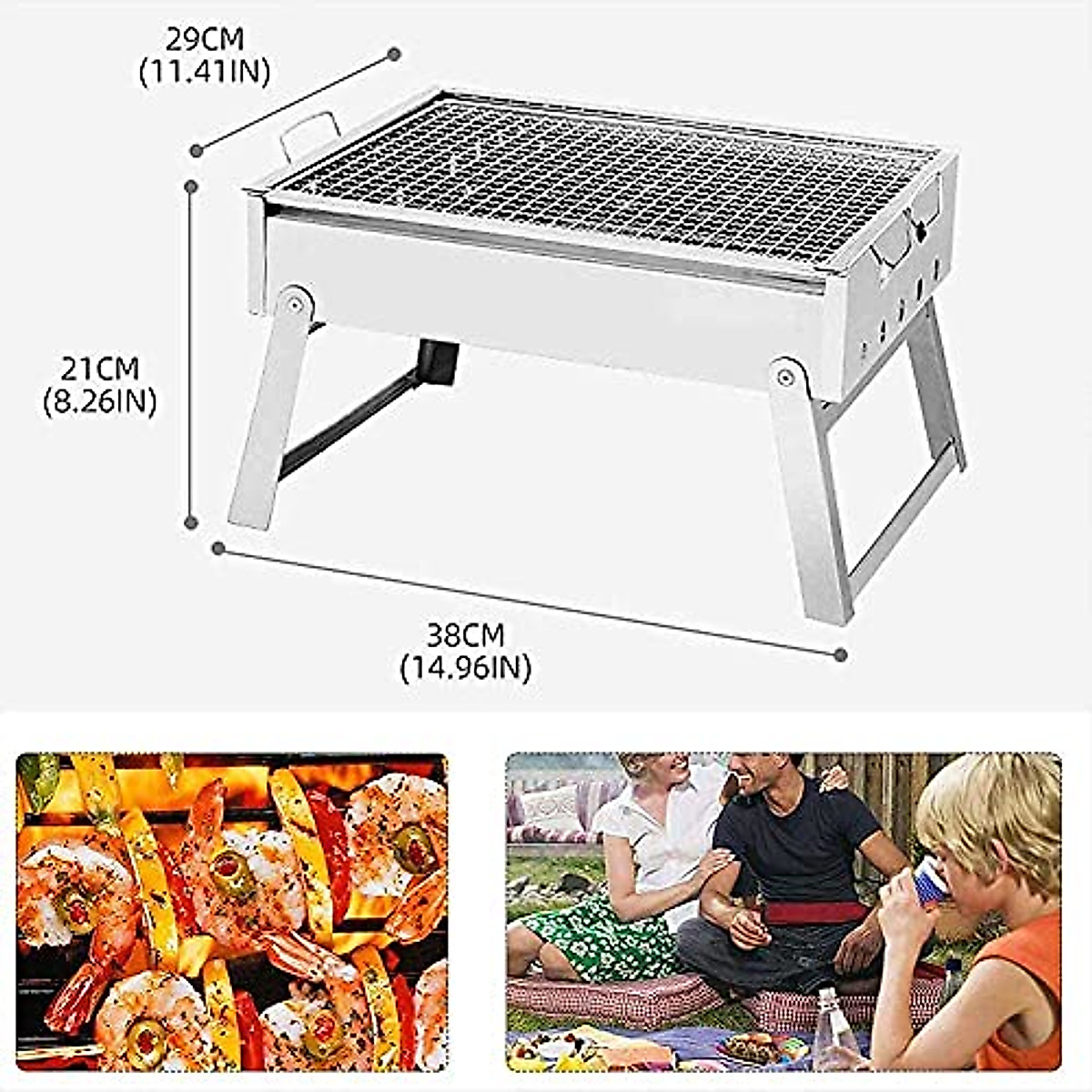 Lapden Folding Portable BBQ Grill Charcoal Barbecue Grill Outdoor Camping Picnic Burner Foldable Charcoal Camping Barbecue Oven