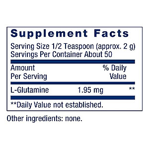 Life Extension L-Glutamine Powder, amino acid, supports muscle health and immune health, gluten-free, non-GMO, vegetarian, 100 grams