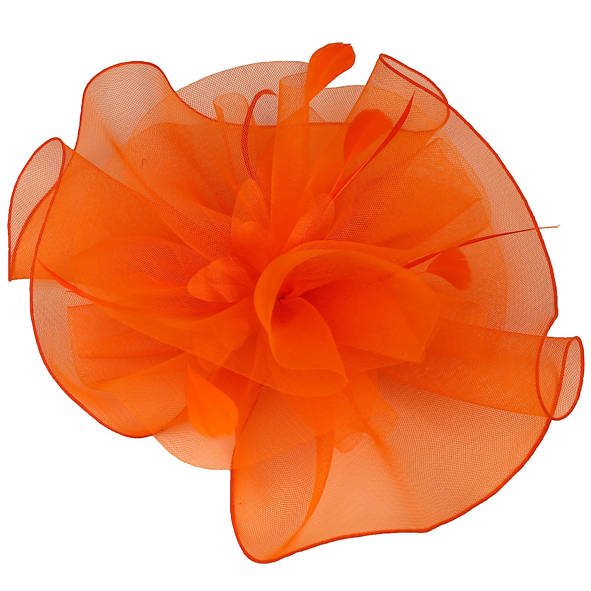 TLMNU Sinamay Fascinator Hat Floral Feather Pillbox Derby Hats for Women Wedding Tea Party with Headband Clip 01Orange