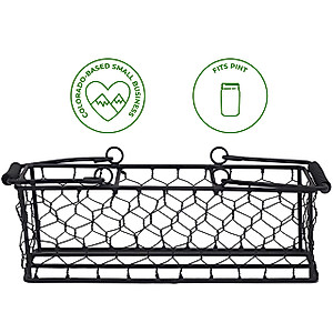 Mason Jar Lifestyle Caddy for 3 Pint Mason Jars in Chicken Wire with Wire Wrapped Handles