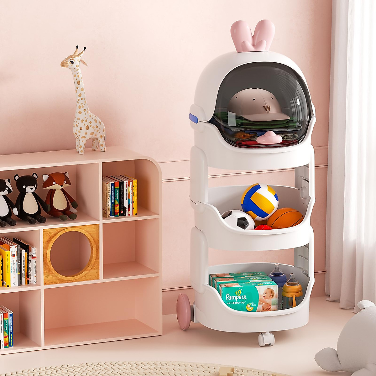 SAOSHYPEI 3 Tier food storage room plastic storage rack - used for organizing food, kitchen, bedroom, office, kitchen, bathroom essential storage rack