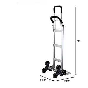 ZBPRESS Aluminum Stair Climber Hand Truck 550LBS Capacity Dolly Assisted Heavy Duty Utility Cart with Flat Free Wheels