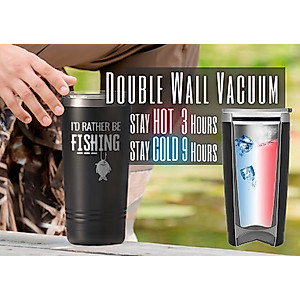 Onebttl Fishing Gifts for Men Guys, Unique Fishing Mug for Him, 20oz Stainless Steel Tumbler Fishing Tumbler for Dad, Husband, Coworkers, Friends, I'd Rather be FXXXing