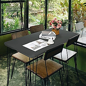 Shimeyao 6 ft Fitted Tablecloth Washable Rectangle Grey Table Cover Picnic Elastic Spandex Stretch Tablecloth for 6 ft Tables Decoration, 30 x 72 Inch (8 Pcs)