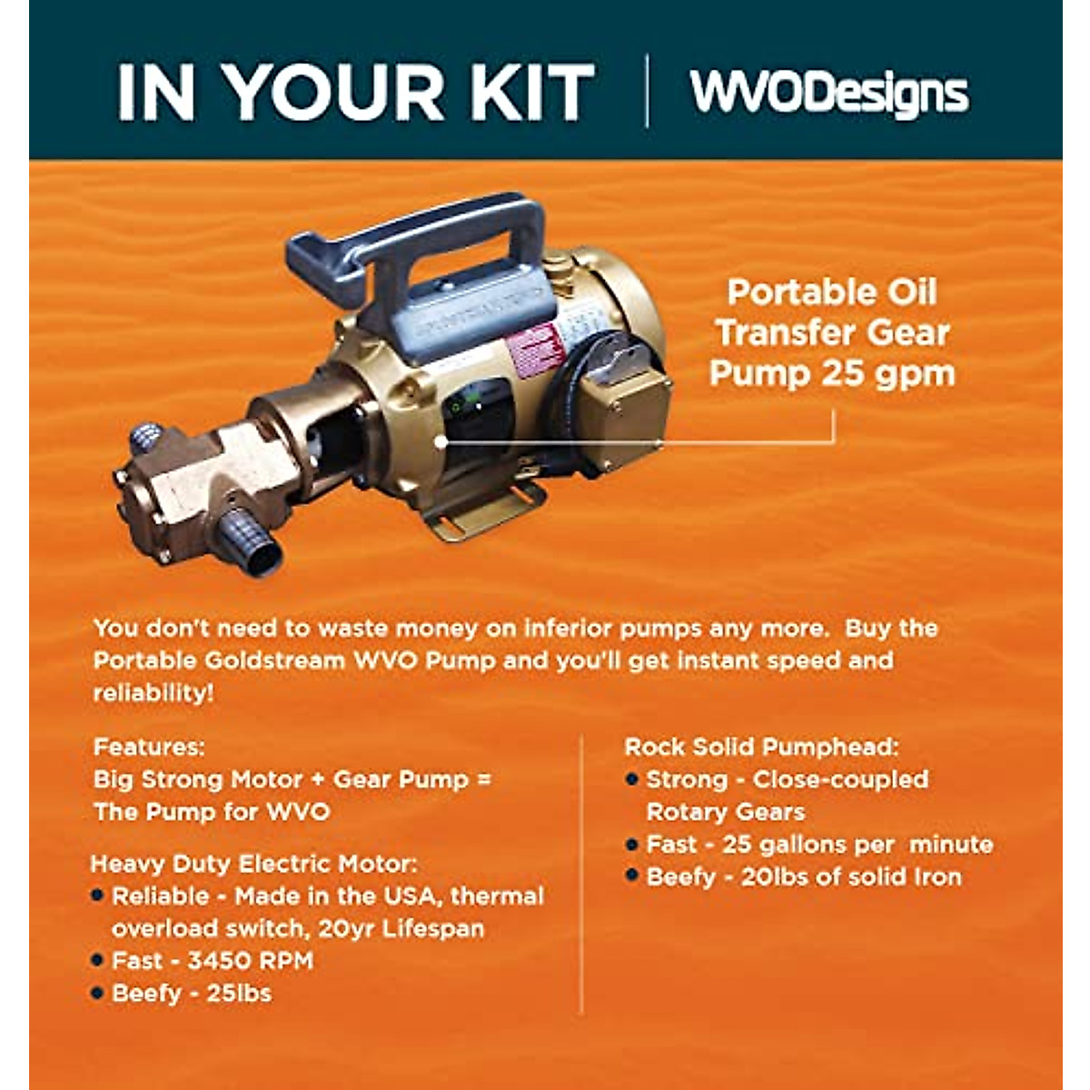 Goldstream Pumps 25gpm Portable Oil Pump — Insanely Fast Pump — Upgraded to Custom US Made Baldor Motors — with Viton Seals on Pump Heads
