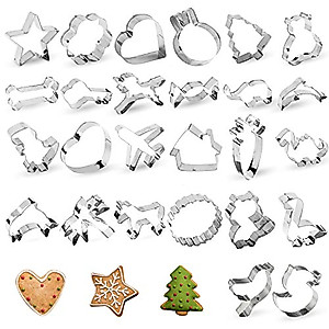 Cookie Cutters, 26 PCS Star Heart Cookie Cutters Shapes, TAOUNOA Metal Cookie Cutters for Christmas, for Kids, for Cakes, Muffins.
