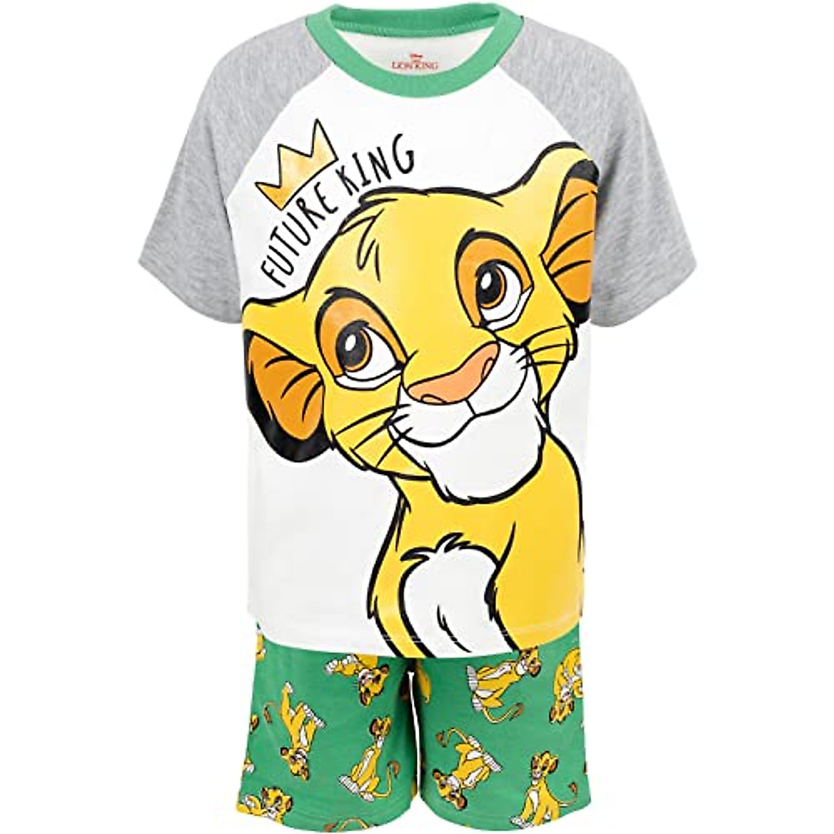 Disney Lion King Simba Toddler Boys Graphic T-Shirt French Terry Shorts Set Green/White 5T