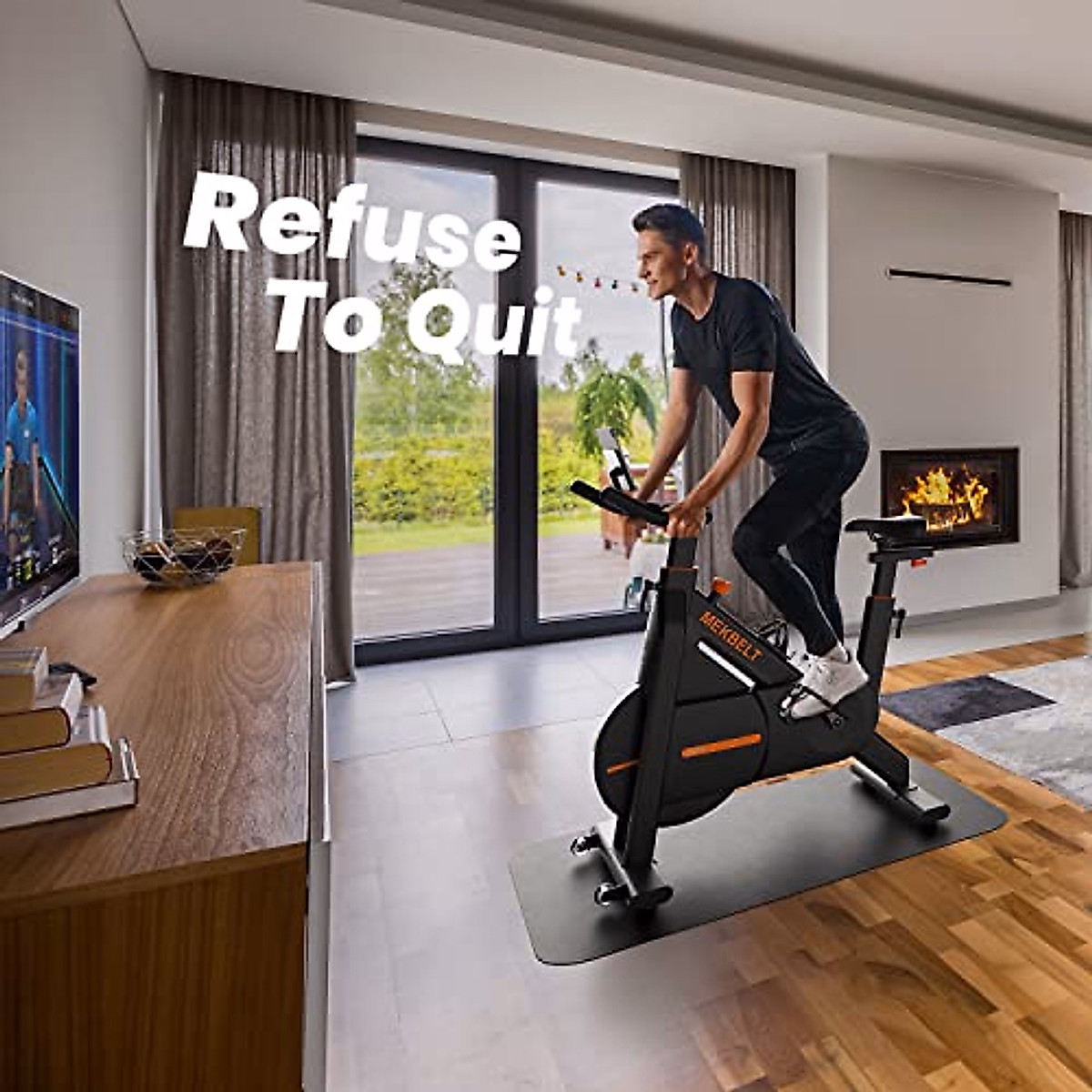 Mekbelt Exercise Bike with Magnetic Resistance, Indoor Cycling Stationary Bike Supports Smart Bluetooth Connectivity with Tablet Holder & Comfortable Seat Cushion, Compatible with Zwift for Home Gym (Black)