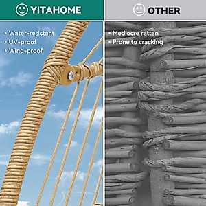 YITAHOME Hanging Egg Swing Chair with Stand Egg Chair Wicker Indoor Outdoor Hammock Egg Chair with Cushions 330lbs for Patio, Bedroom, Garden and Balcony, Beige