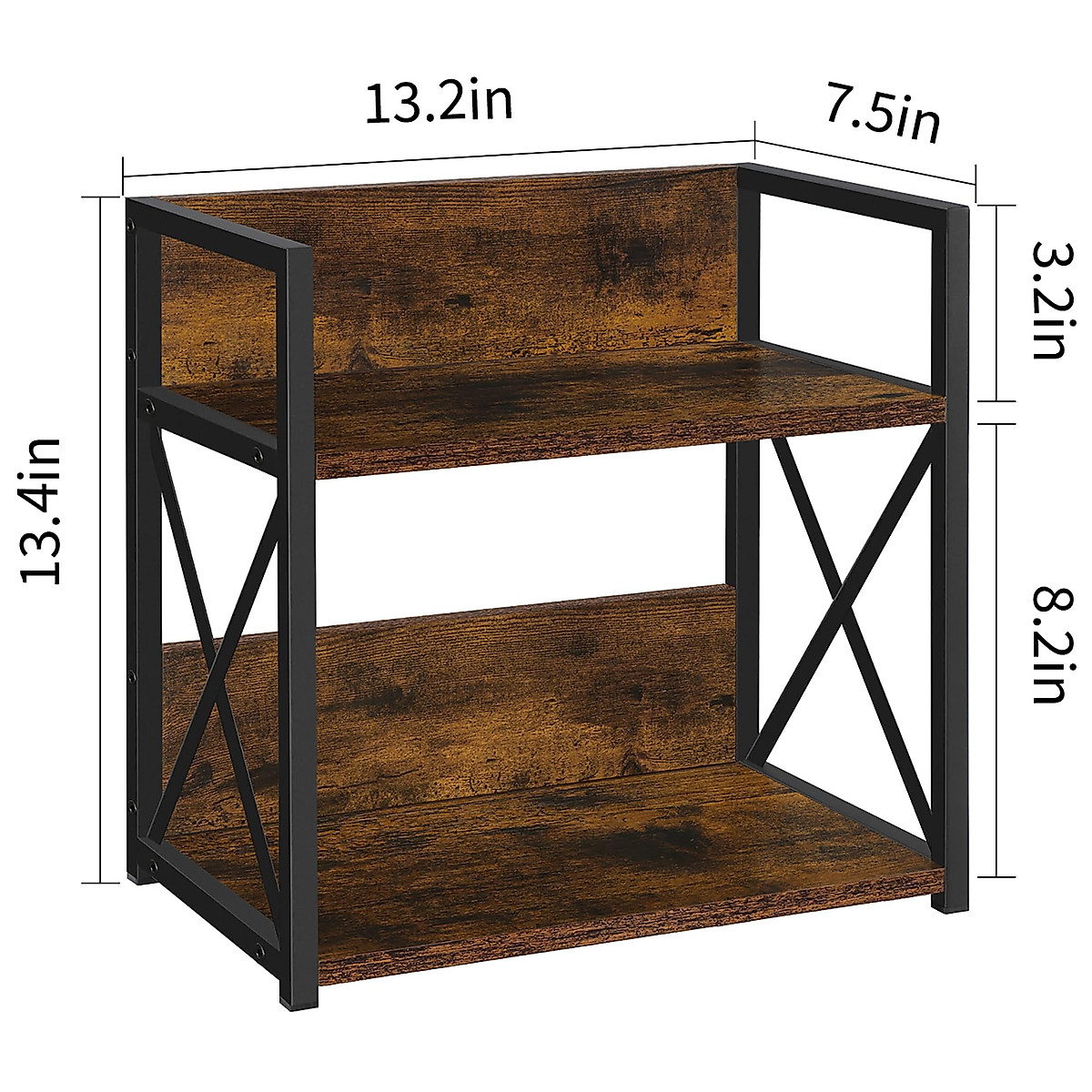 YINMIT Coffee Bar Accessories Organizer, Spice Rack Organizer, Wooden Kitchen Counter Shelf, 2 Tier Coffee Organizer Station for Countertop, Coffee Condiment Rack for Mugs, Cups, Cream, Syrup (Medium)